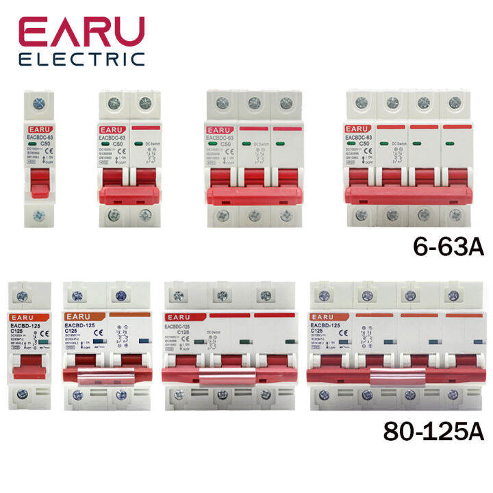 DC 1000V 1P 2P 3P 4P Solar Mini Circuit Breaker Overload Protection Switch6A ~ 63A/80A 100A 125A ...