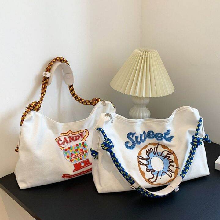 GDGDG กระเป๋าผ้าแคนวาสสำหรับผู้หญิง,กระเป๋ากระเป๋าเก็บของพิมพ์ลายตัว ...