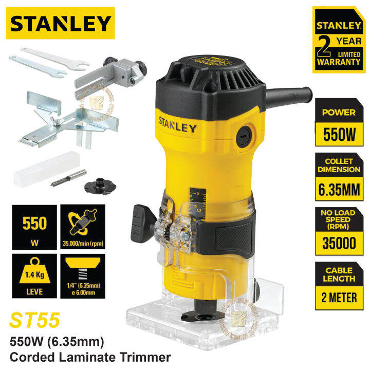 STANLEY [ ST55 ] 550W (6.35mm) Corded Laminate Trimmer | Lazada