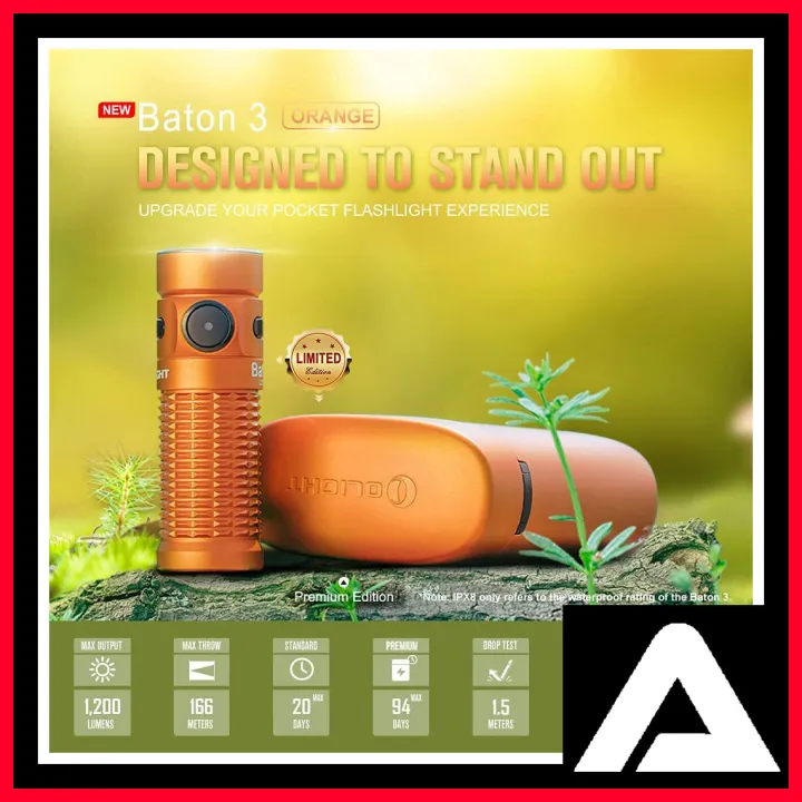 Olight Baton 3 - Orange - Premium w/ Wireless Charging Box - Limited ...