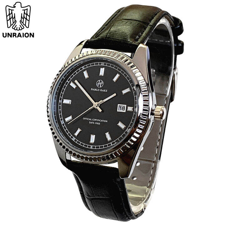 UNRAION นาฬิกาข้อมือผู้ชาย,นาฬิกาข้อมือนาฬิกาข้อมือลำลองหนังแท้กันน้ำ ...