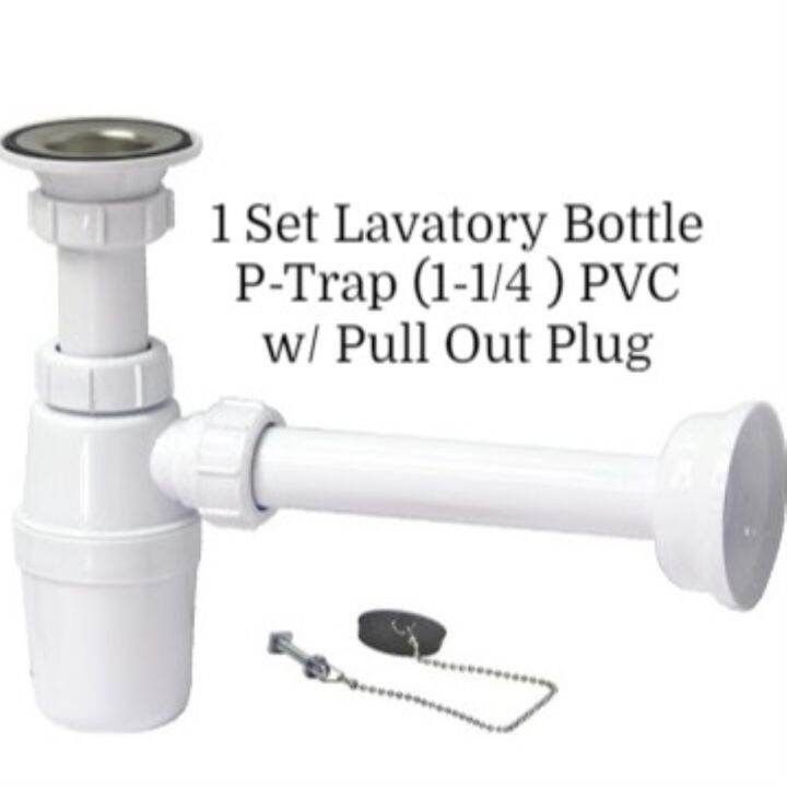 sale' 1 Set Lavatory Bottle P-Trap (1-1/4 ) PVC w/ Pull Out Plug ...