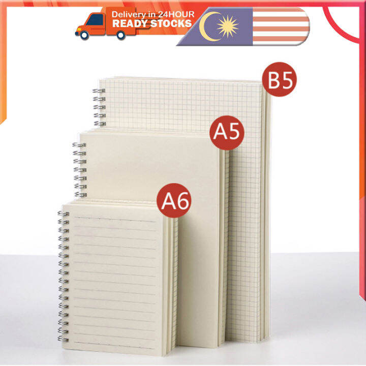 A5 A6 B5 Spiral Book Coil Notebook To-Do Lined Blank Grid Paper Journal Diary Sketchbook For ...
