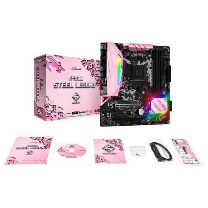 Asrock B450M Steel Legend Pink Limited Edition - Motherboard AMD AM4 ...