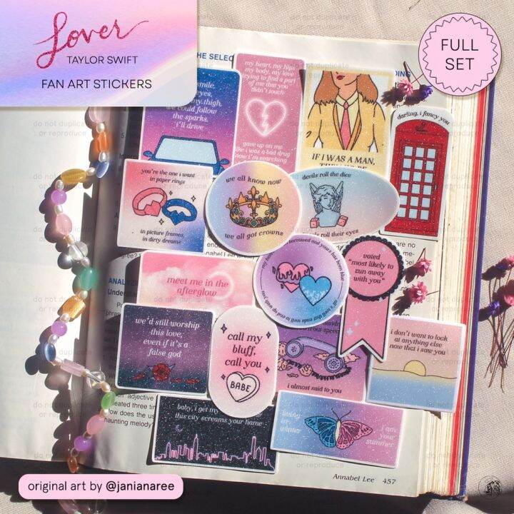 【COD】 FULL SET Lover by Taylor Swift Glitter Vinyl Stickers (Tags ...