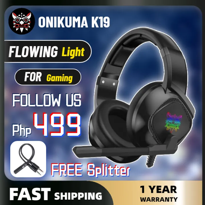 Onikuma K19 Black 3.5mm Gaming Headset PS4 PC Gamer Stereo Earphones ...