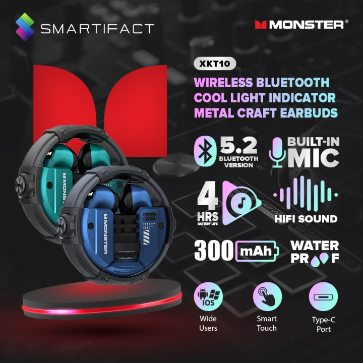 Monster XKT10 Wireless Earbuds TWS Low Latency Gaming Bluetooth ...