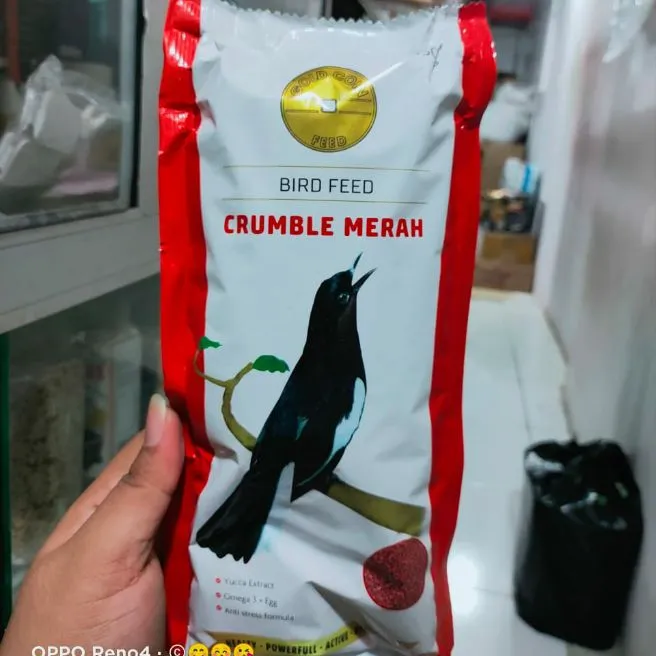 Gold coin voer crumble merah pakan burung murai kacer cucak ijo cendet ...