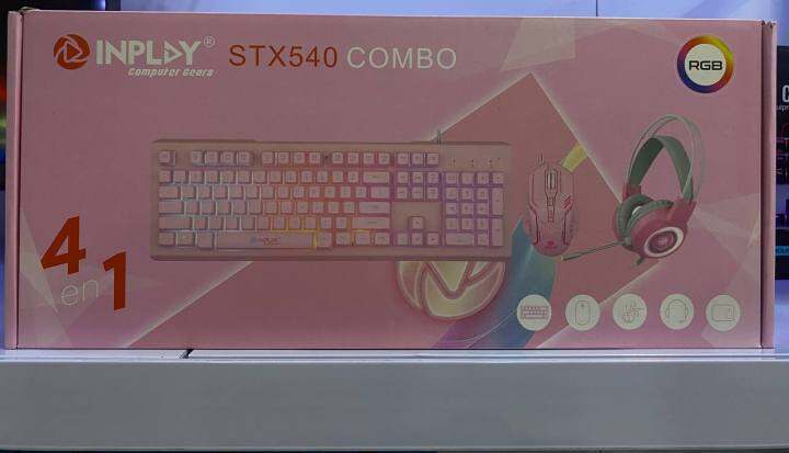 INPLAY STX540 PINK 4 IN 1 Gaming Combo (Keyboard/Mouse/Headset&Mousepad ...