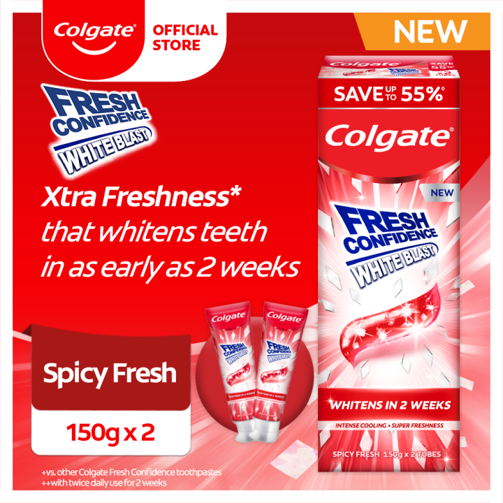 Colgate Fresh Confidence White Blast Spicy Fresh 150g Twin | Lazada PH