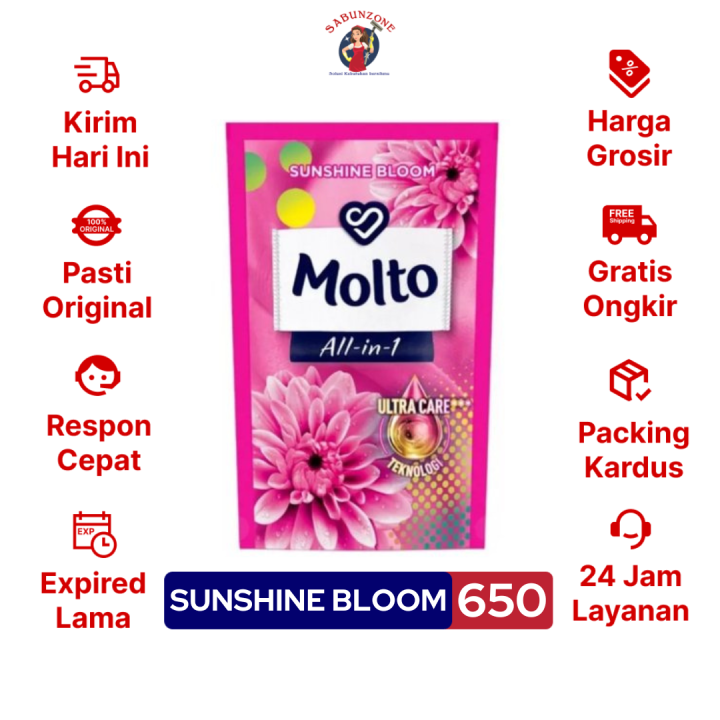 Pelembut Pewangi Pakaian Molto All in 1 Sunshine Bloom Pink 650 ml | Lazada Indonesia