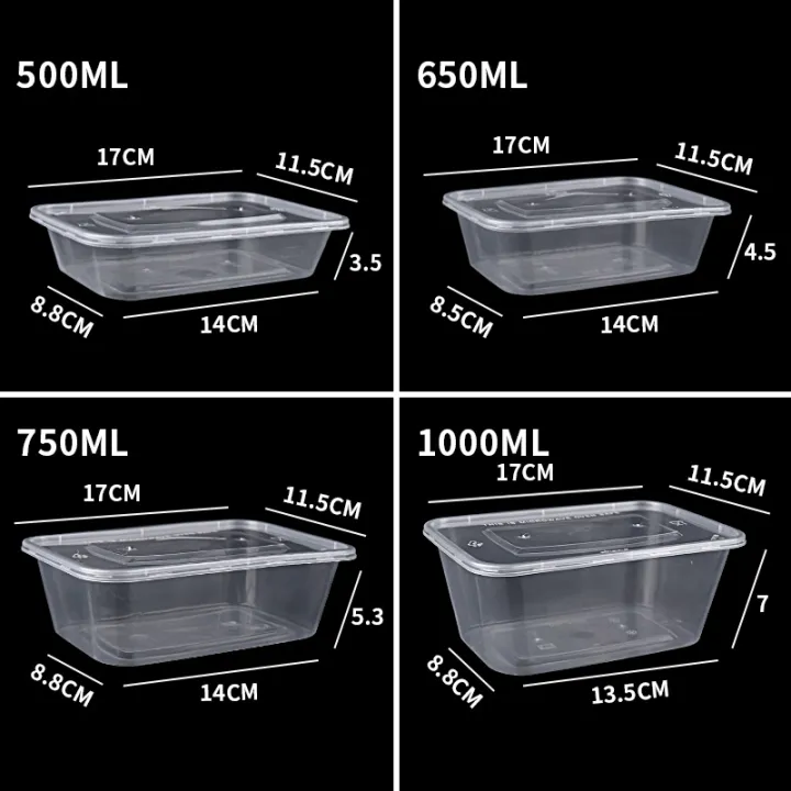 Disposable rectangular lunch box plastic transparent commercial rice ...