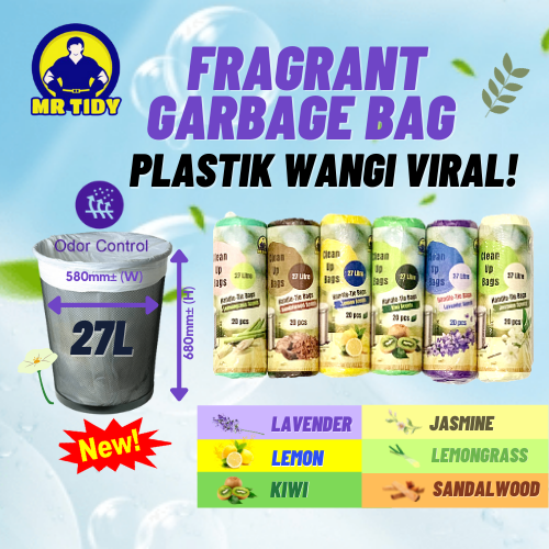 MR TIDY Scented / Fragrance Garbage Bag Roll with Handle / Dustbin Bag ...
