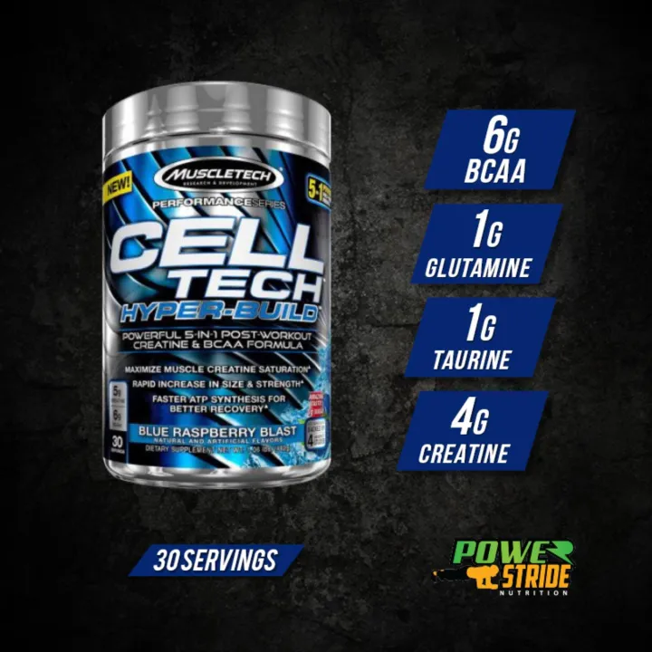 Muscletech CELL TECH Hyper-Build - 30 SERVINGS - Blue Raspberry Blast ...