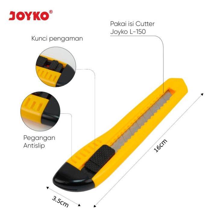 Cutter Besar JOYKO Kuning CU0508/Pisau Kater Kuning/Pemotong Kertas ...
