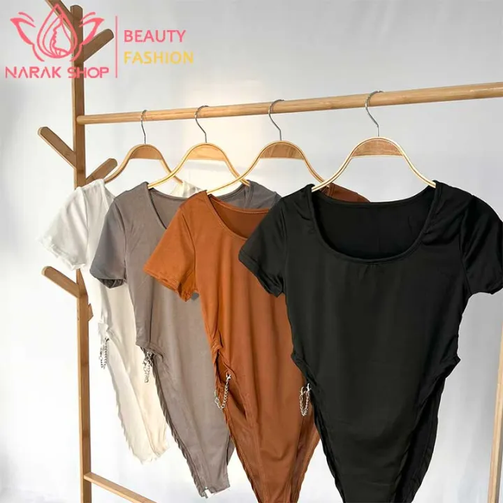 NARAK SHOP. เสื้อยืดเว้าช่วงเอว เพิ่มความเซ็กซี่เบาๆ ใส่เป็นชุดว่ายน้ำก็ได้ พร้อมส่ง มี4 สี แต่ง ...