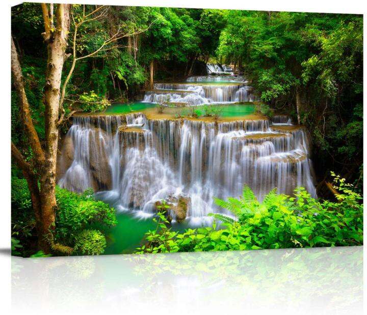 Canvas Giclee Print Wall Art Waterfall Landscape In Tropical Nature ...