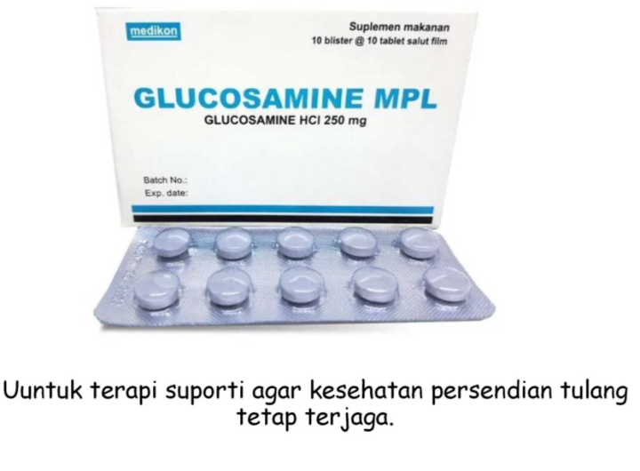 Per strip Vitamin Tulang Dan Sendi Glucosamine MPL 250mg Isi 10 Tablet ...
