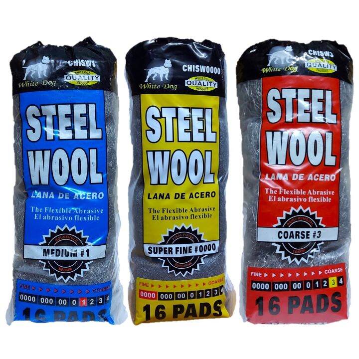 Hi-tech Steel Wool Lana de Acero 16 Pads - 0000/000/00/0/1/2/3/4 ...