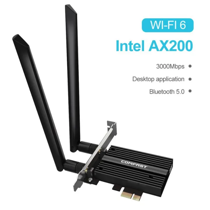 Wireless Dual Band 3000Mbps WiFi 6 Intel AX200 PRO PCIE Bluetooth 5.0 ...