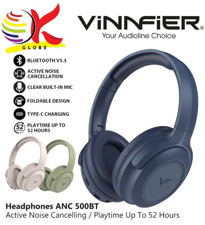 VINNFIER ANC 500 BT HEADPHONES ACTIVE NOICE CANCELLING HIGH PERFORMANCE ...