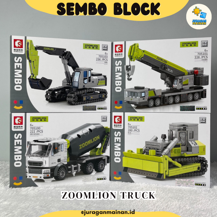 SEMBO BLOCKS Zoomlion Truck Series - Bricks brick block bongkar susun 200-300an pcs Mainan ...