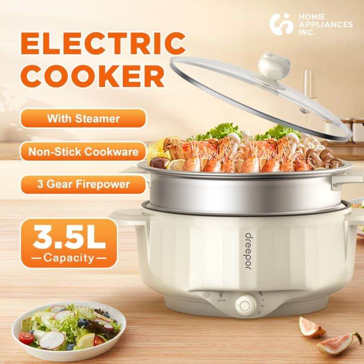 Dreepor 3.5L Rice Cooker With Steamer Non Stick Pan Electric Multi ...