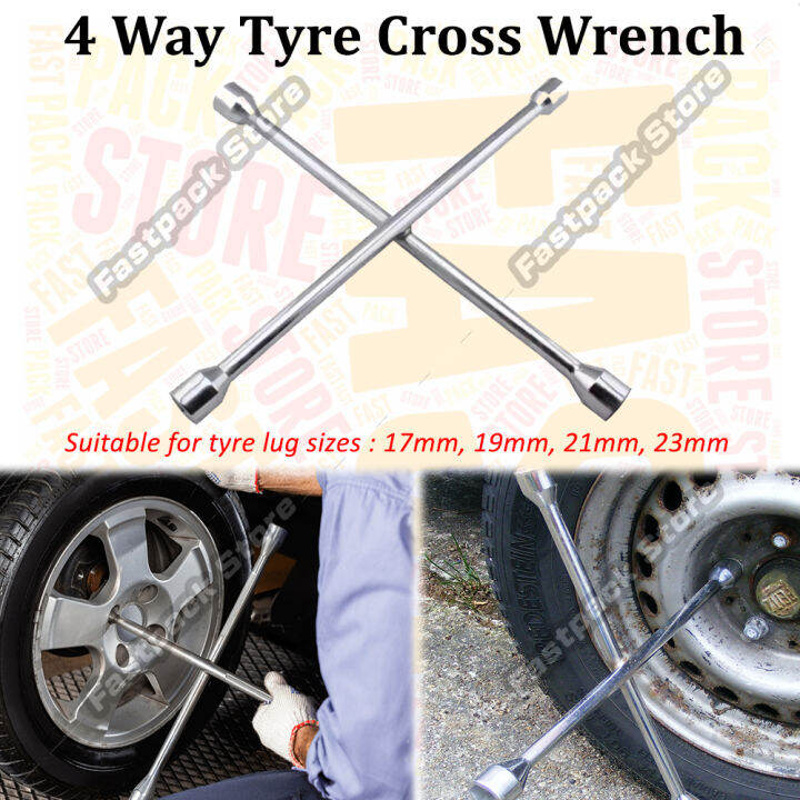 14'' Tyre Opener Cross Wrench Car Emergency Change Tire 4 Way Lug ...