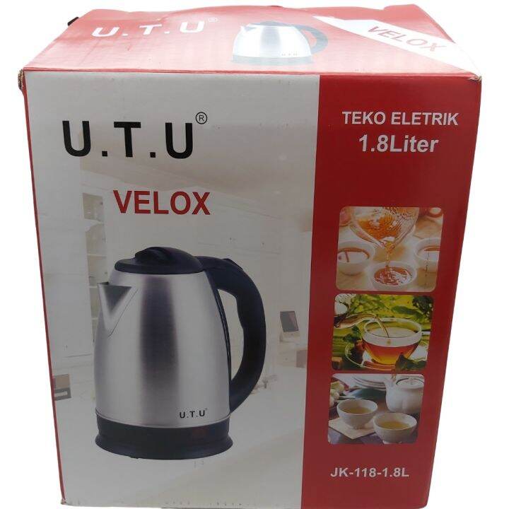 Teko Ceret Listrik Hotel UTU VELOX JK-118 Stainless Steel 1,8 Liter | Lazada Indonesia
