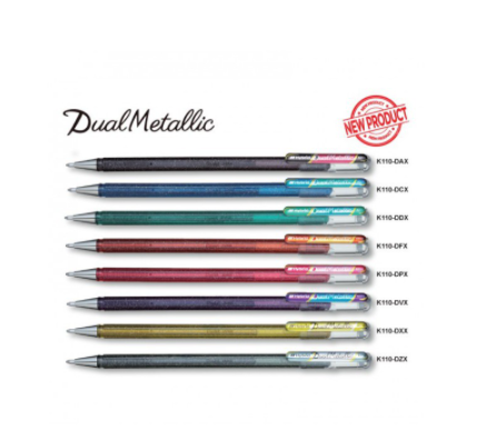 Pentel ปากกาไฮบริดเจล ปากกาเจลกากเพชร Hybrid Gel Dual Metallic 1.0mm (K110) | Lazada.co.th