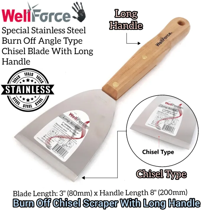 Wellforce 3Inch Burn Off Scraper Angle Type Chisel With Long Handle For Wall Cement ,Scraping ...