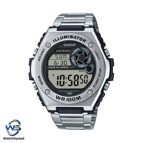Casio MWD-100 MWD-100HD-1A MWD100HD-1A Dual Time Stainless Steel ...