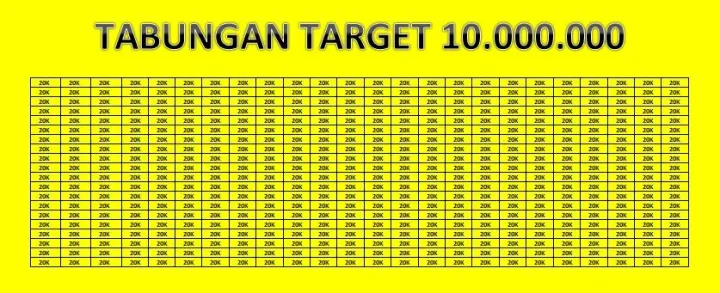 Celengan Target Viral 10 juta Pecahan 20K Kuning size Medium 17 x 8.5 ...