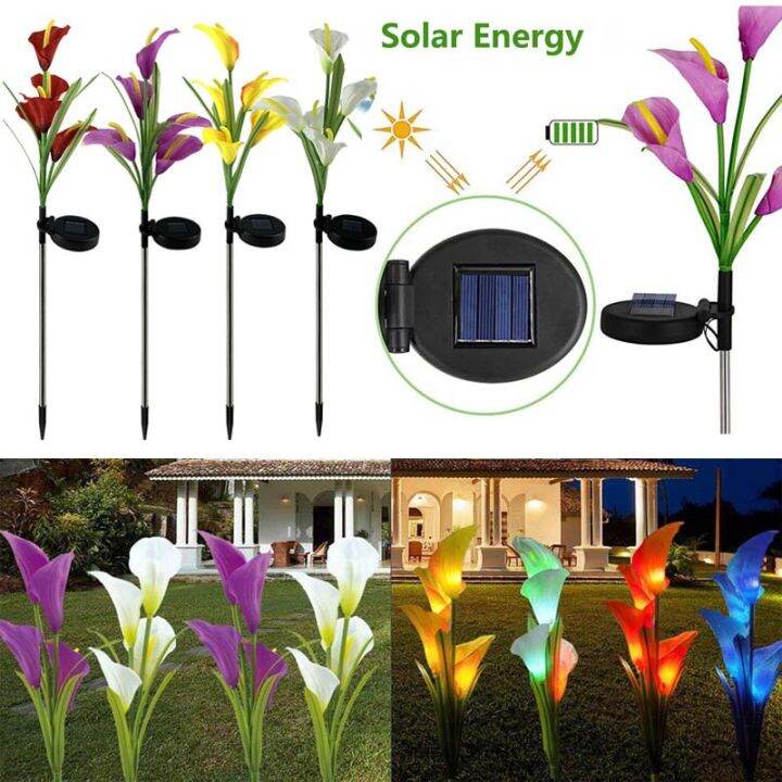 【Dimama】LED ไฟตกแต่ง โคมไฟดอกลิลลี่ ไฟประดับรูปดอกกุหลาบ ดอกลิลลี่หลากสี พลังงานแสงอาทิตย์ โคมไฟ ...