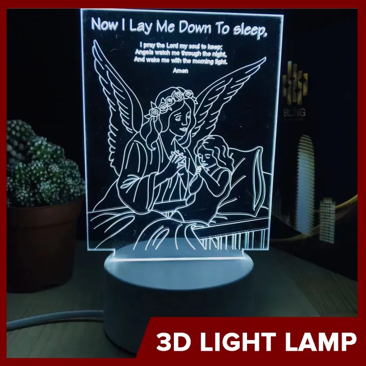 Evening Prayer 3D Acrylic Night Light Optical Illusion Light Desk Lamp ...
