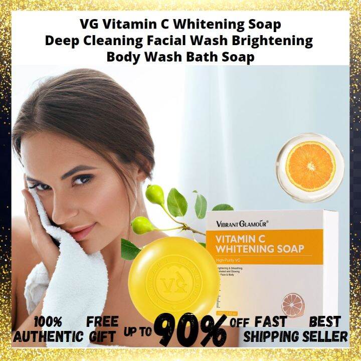 🍊 Fast Selling Authentic VG Vitamin C Whitening Soap Deep Cleaning Facial Wash Brightening Body ...