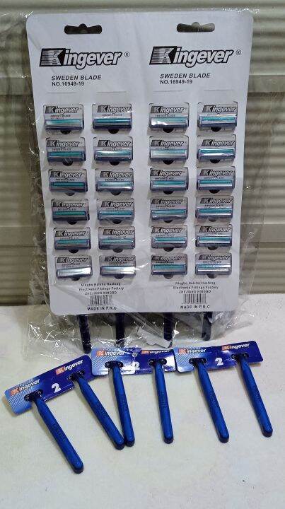 KINGEVER SHAVER BLUE SWEDEN BLADE LONG HANDLE DISPOSABLE RAZOR | Lazada PH