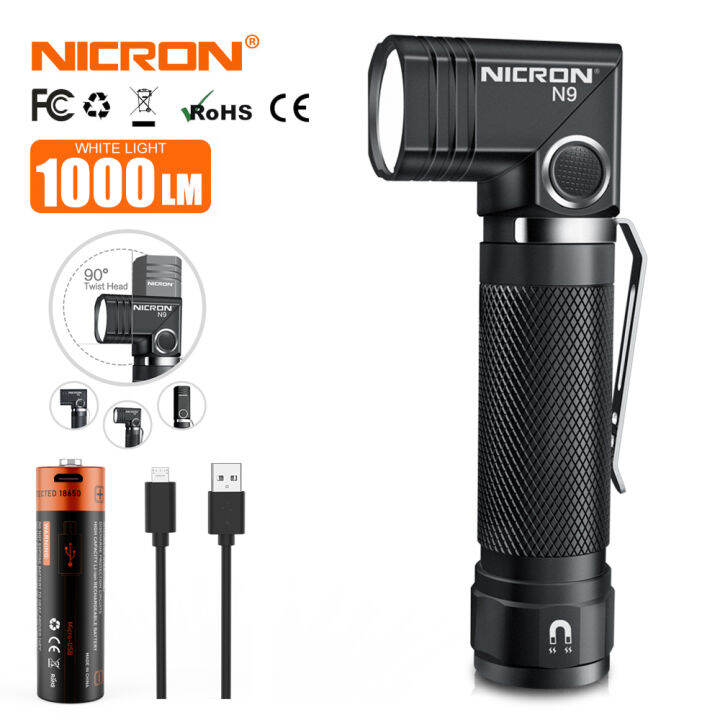 NICRON ไฟฉาย LED B71/N9,handfree Dual Fuel 90องศา Twist Rotary Clip ...