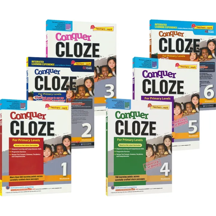 SAP conquer close workbook Grades 1-6 Singapore conquer series English Cloze 6 workbook set 7-12 ...