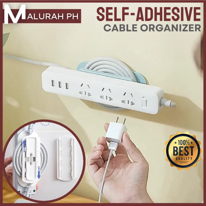 MALURAH-- White Self-Adhesive POWER SOCKET HOLDER with Cable Organizer ...