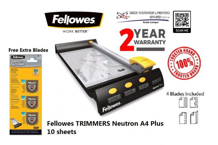 Fellowes TRIMMERS Neutron A4 Plus 10 sheets with 4 Blade (Paper Cutter ...