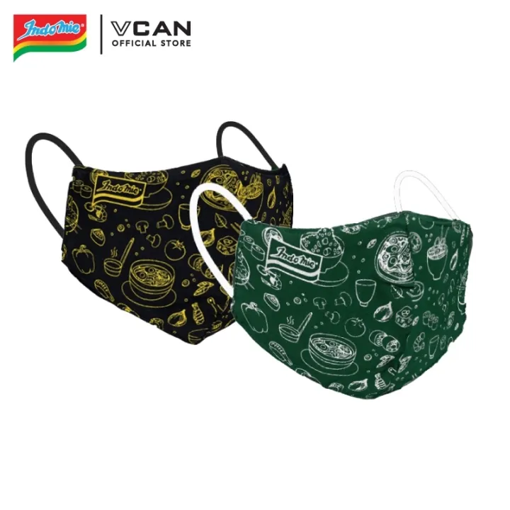 Free Indomie Face Mask หน้ากากผ้า ผ้าปิดจมูก ลาย อินโดมี่ 2 สี แพ็ค ...