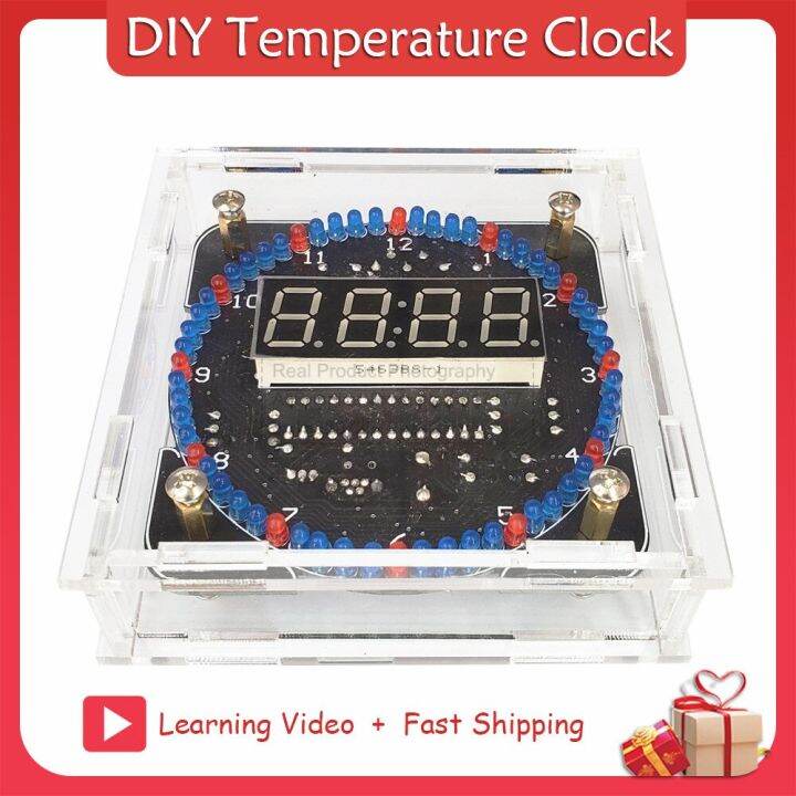 DIY Electronic Kit Clock with Rotating LED IC Chip DS1302 Learning DIY ...