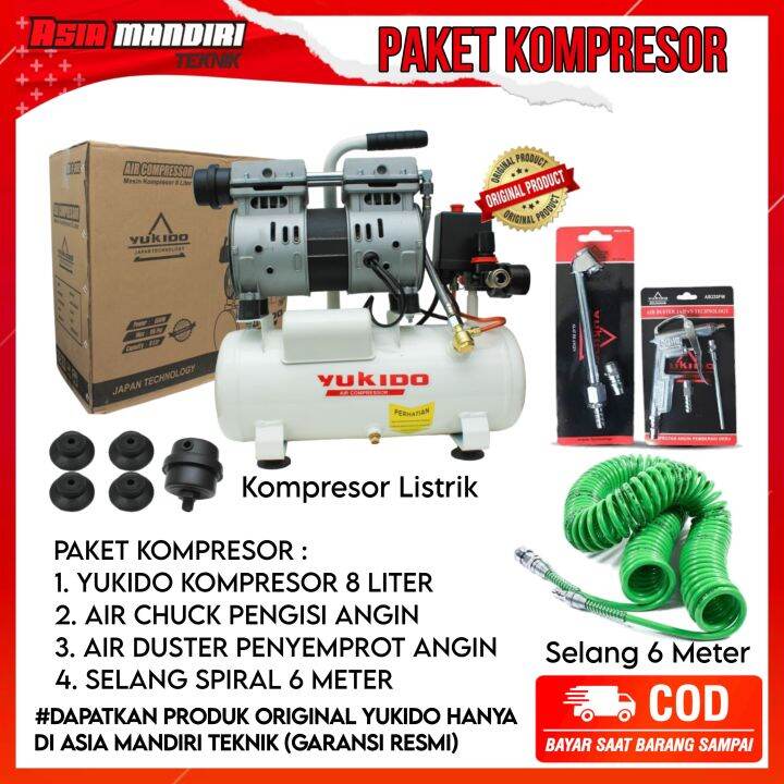 PROMO TERBAIK YUKIDO MESIN KOMPRESOR COMPRESSOR PORTABLE 8 L ORIGINAL ...
