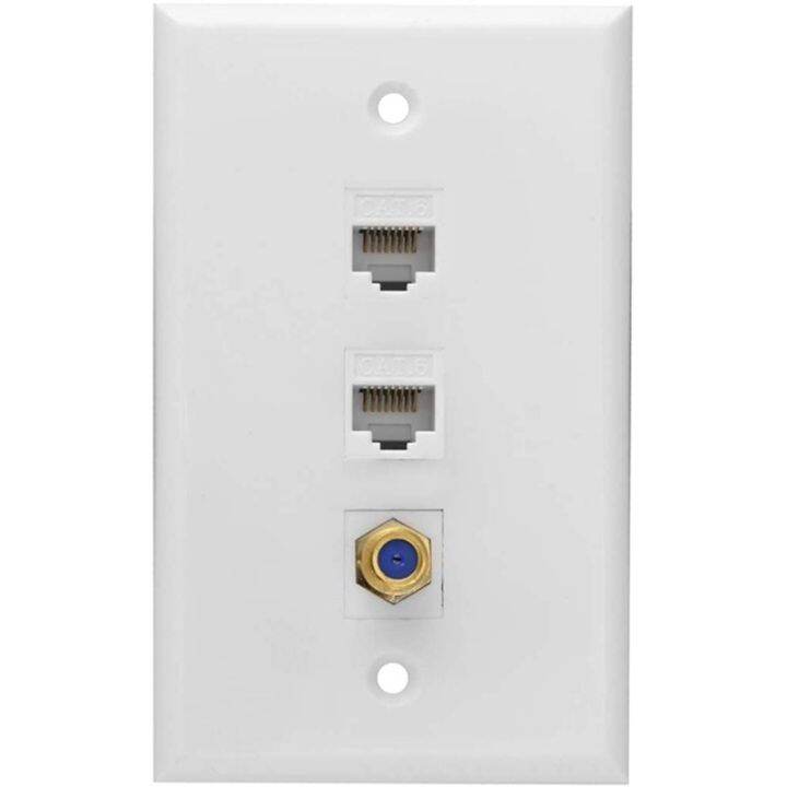 Ethernet Coax Wall Plate2 Port Cat6 RJ45 Keystone And 1 Port F Type ...