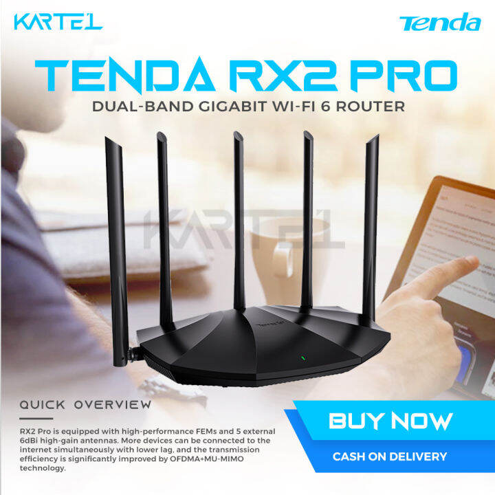 Tenda WiFi 6 RX2 Pro AX1500 Dual Band Gigabit WiFi Router (English Firmware) | DUAL BAND Indoor ...