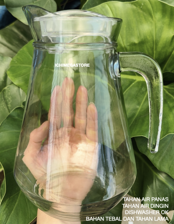 Pitcher Water Jug 1.5 L / Tempat Air Minum Kaca / Pitcher Kaca + Tutup ...