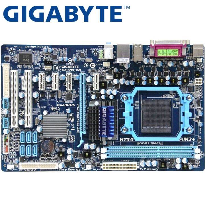original USED motherboard Gigabyte GA-770T-D3L DDR3 Socket AM3 770T-D3L ...