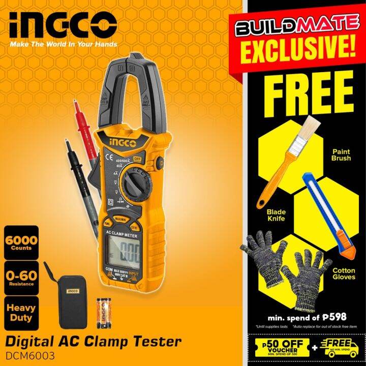 INGCO TRUE RMS Digital Clamp Meter Multimeter Multi Tester AC Clamp ...