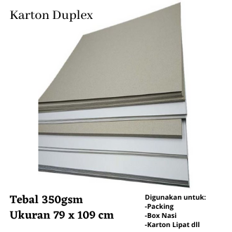 Kertas Karton Duplex 79x109cm 350 gsm - Karton Duplex Duplek Dupleks ...